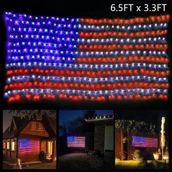 Twinkle Star 390 LED American Flag String Lights Super Larger & Safer ...