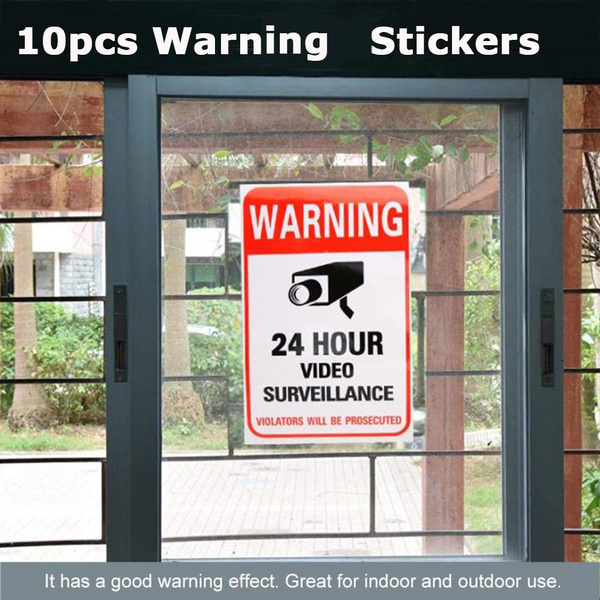 PVC Security Camera Sign Video Surveillance Warning Sticker Stickers ...