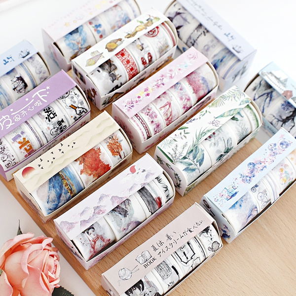 5 Rolls /4 Rolls Washi Masking Tape Set Plant Masking Tapes Japanese ...