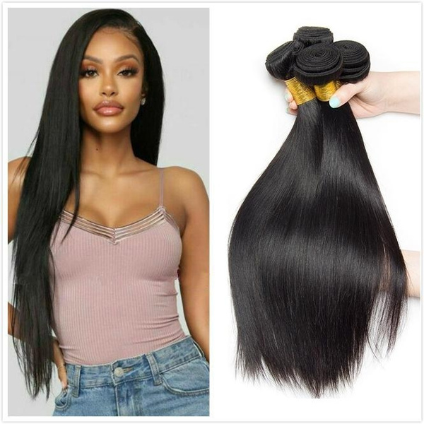 4 Bundles Brazilian Human Hair Straight Women's Hair Extensions 10"-20 ...