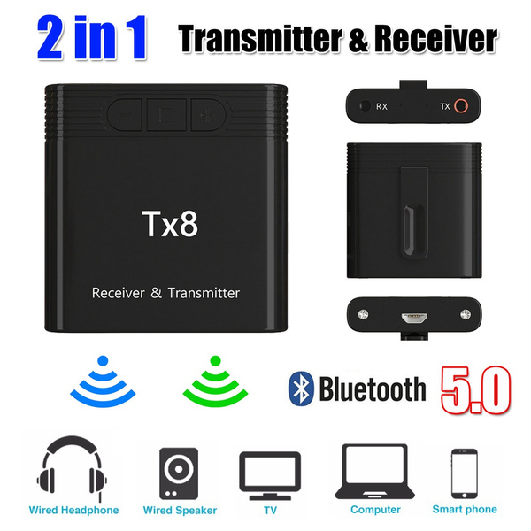 2 in 1 TX8 Bluetooth 5.0 Transmitter Receiver 3.5mm AUX Wireless Audio ...