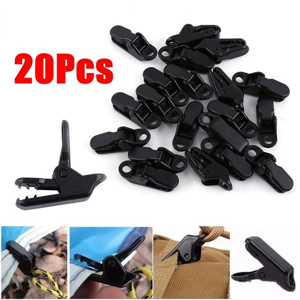 20pcs Black Trap Clips Jaw Tent Snaps Camping Windproof Clamp Plastic ...