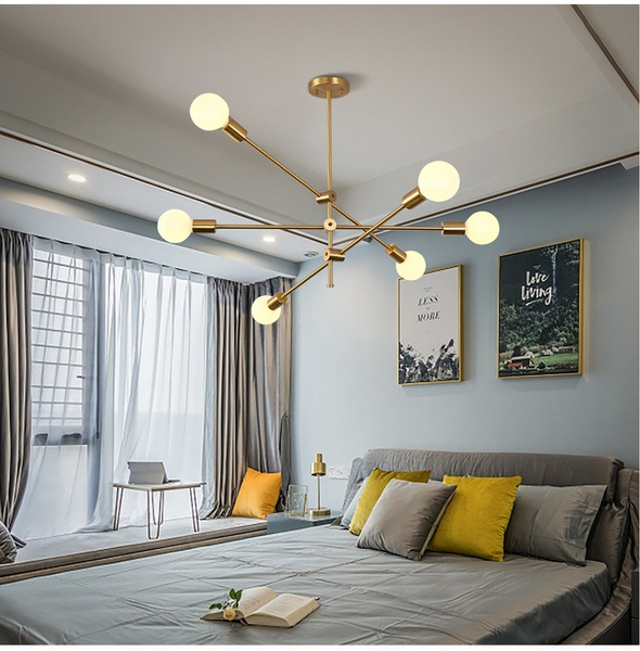 Nordic 6 Lights Modern Home Decor Lamps Chandelier Lighting Golden ...