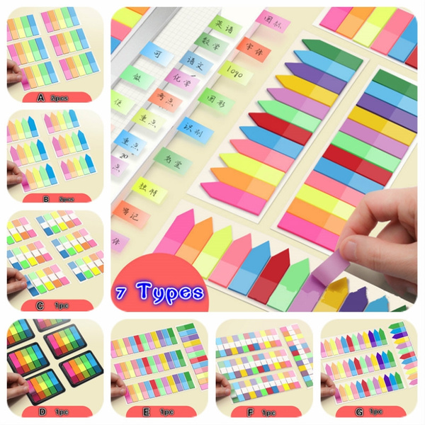 7 Types Fluorescent Color Sticky Note Colorful Sheet Labels ...