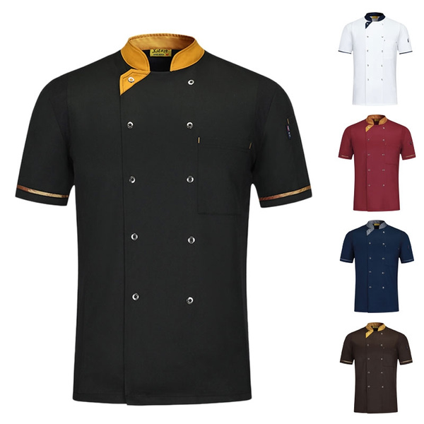Chef Jacket Short Sleeve Cook Coat Men Women Breathable Restaurant ...