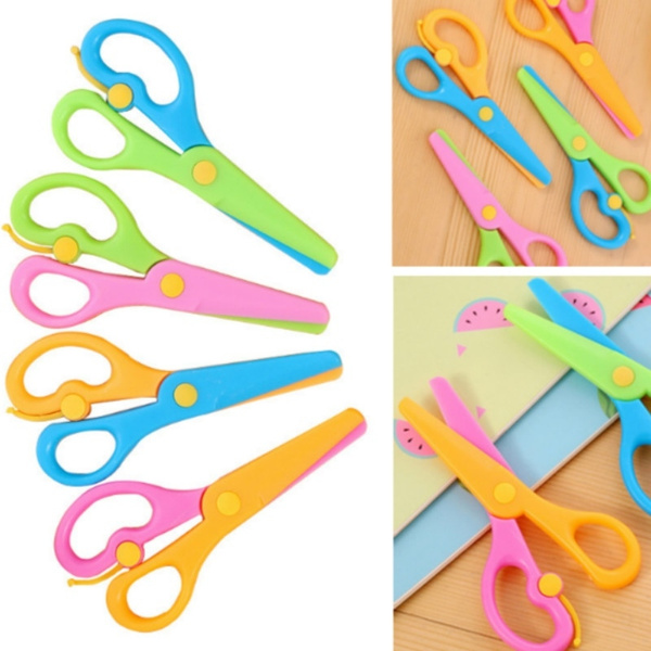 New 137mm Mini Safety Round Head Plastic Scissors Student Kids Paper ...