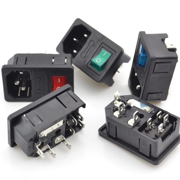 Rocker Switch IEC 320 C14 Inlet Power Socket Switch Connector Plug 10A ...