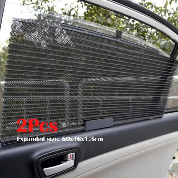 2Pcs Car Retractable Roller Blind Sun shade Side Rear Window Mesh Sun ...