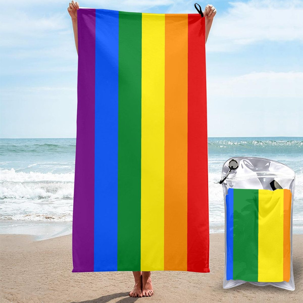 LGBT Pride Rainbow Flag Tropical Microfiber Pool Beach Towel | Wish