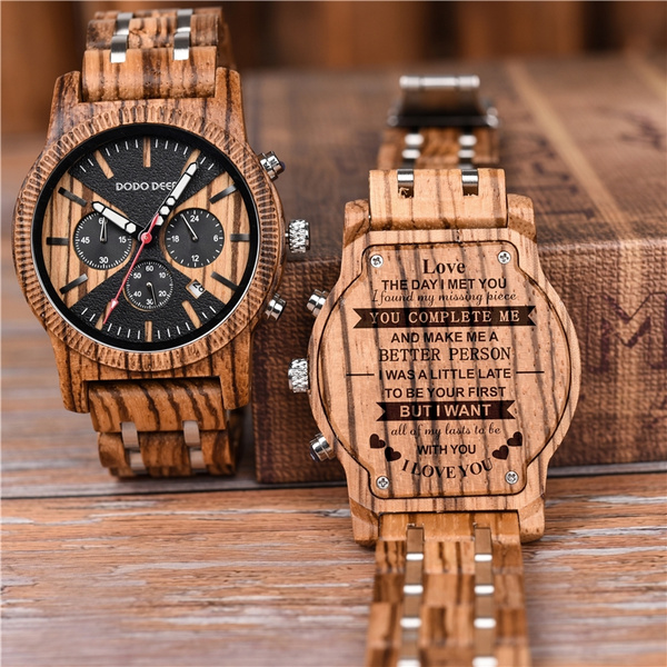 DODO DEER Engraved Wood Watch THE DAY I MET YOU FOR MY BOYFRIEND Couple ...