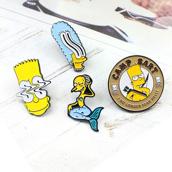 The Simpsons Enamel Pins Brooches TV Show 90S cute cartoon Jewelry Mr ...