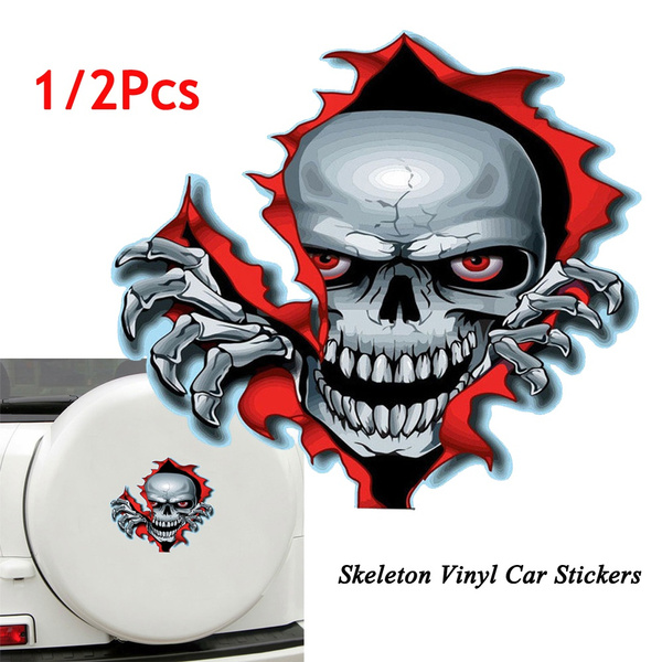1/2Pcs Skull Decal Horrific Skeleton Car Stickers, Stickers on Car ...