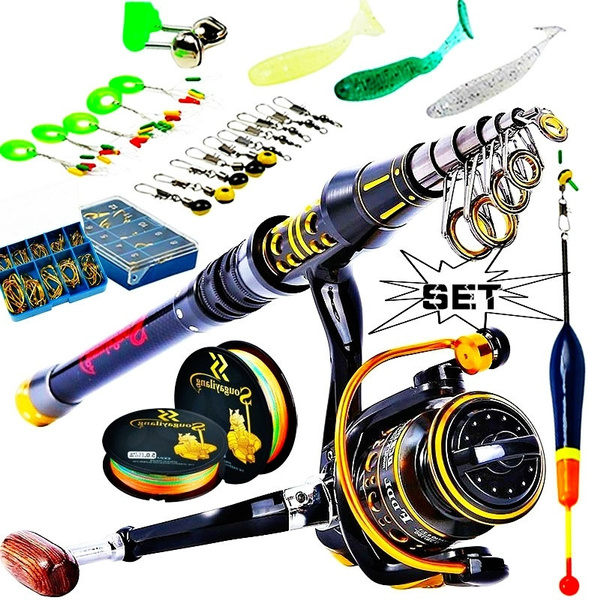 Fishing Rod Full Kits with Telescopic Fishing Sea Rod and Spinning Reel ...