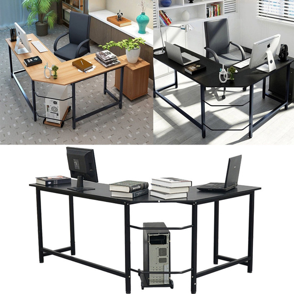 L-Shaped Corner Computer Desk Home Office Study Laptop PC Work Table | Wish