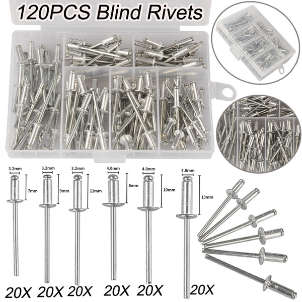 120PCS Diameter 3.2/4.0mm Aluminium Blind Rivets Nail Decoration Pop ...