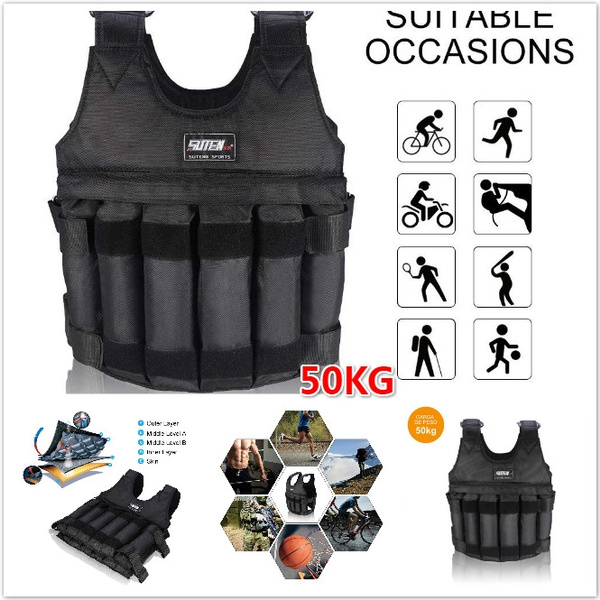 Max loading 50KG Weighted Vest Jacket Adjustable Workout Weight ...