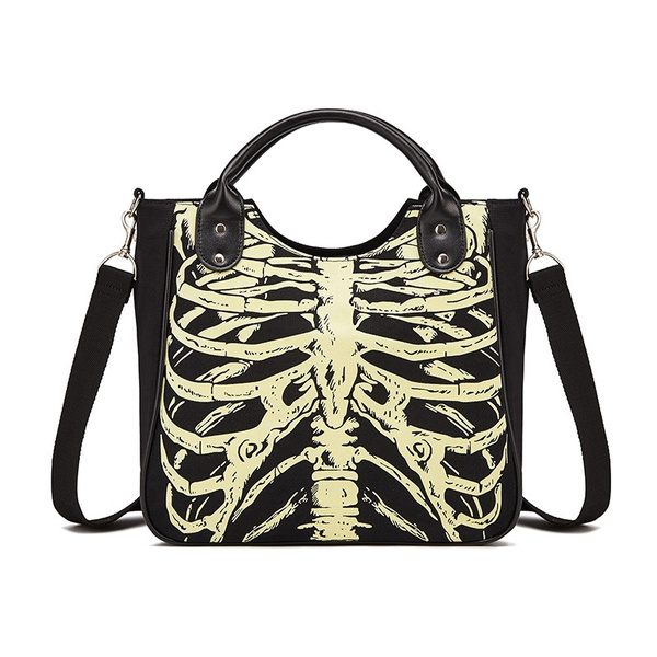 Women's Shoulder Bag Halloween Purse Concealed Carry Handbag Bones ...