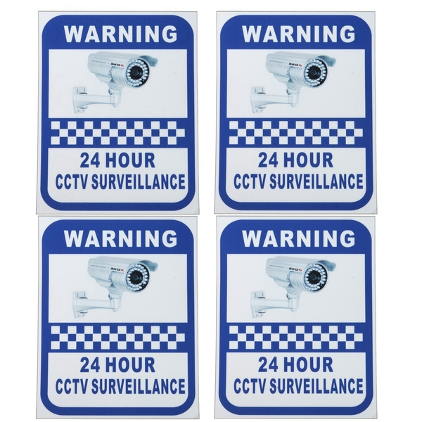 New Brand 4PCS Home CCTV Monitoring Warning Sign Mark Sticker Monitor ...