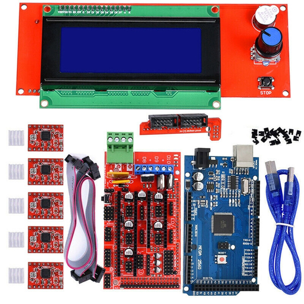 CNC 3D Printer Kit Mega 2560 R3+RAMPS 1.4 Controller+2004 LCD+ 5x A4988 ...