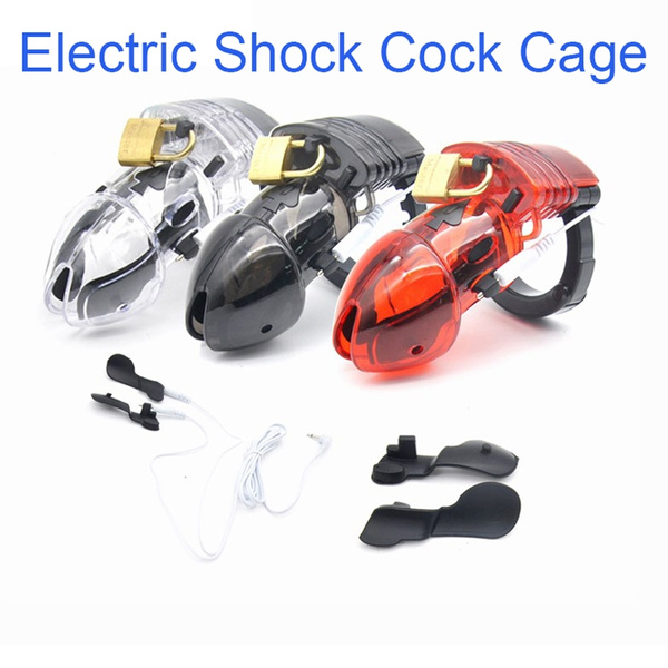 New Electric Shock Penis Cage Male Chastity Device Cock Cages Lock ...