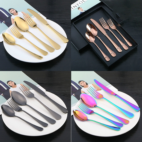 Tableware Set Colorful Romantic Dinner Set Rainbow Flatware Set | Wish