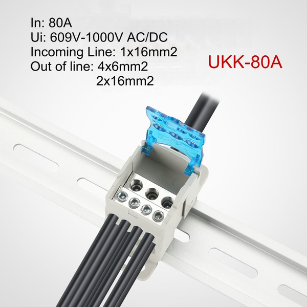 UKK80A Din Rail 1 in N Out Terminal Block Distribution Box Universal ...