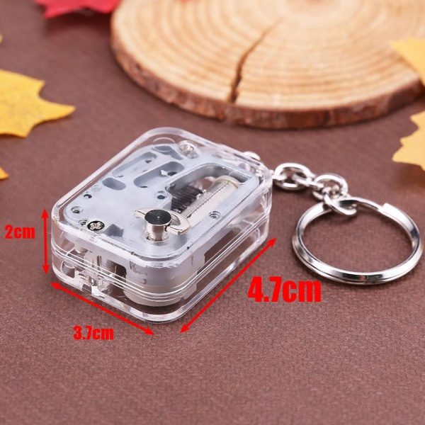 1Pc Clear Mini Music Box Keychain Portable Body Hanging Musical Box ...