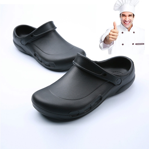 Male Chef Sandals Shoes for Kitchen Workers Super Anti-skid Shoes Black ...
