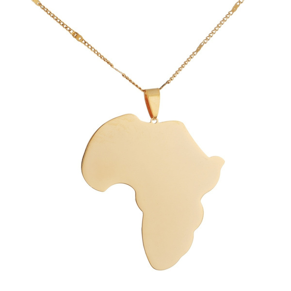 Large Size Stainless Steel African Map Pendant Necklace Jewelry Map of ...