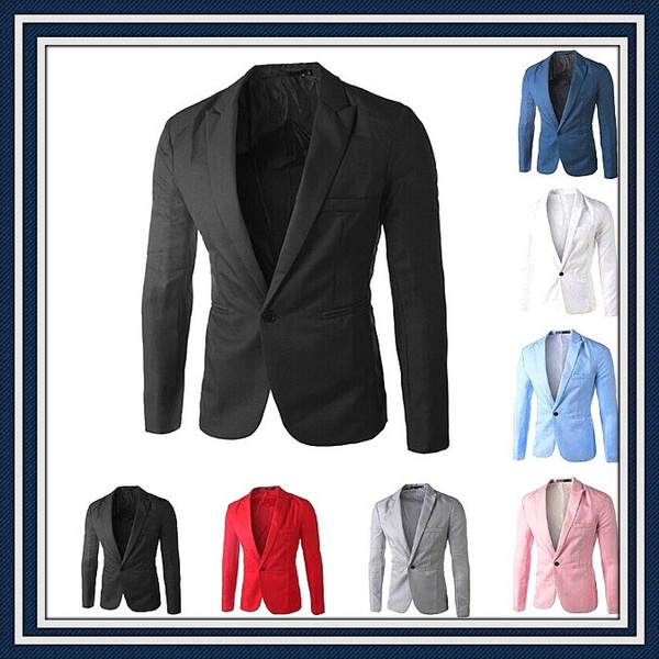Spring New Men's Blazer Clothing Soild Color One Button Men Blazer Coat ...
