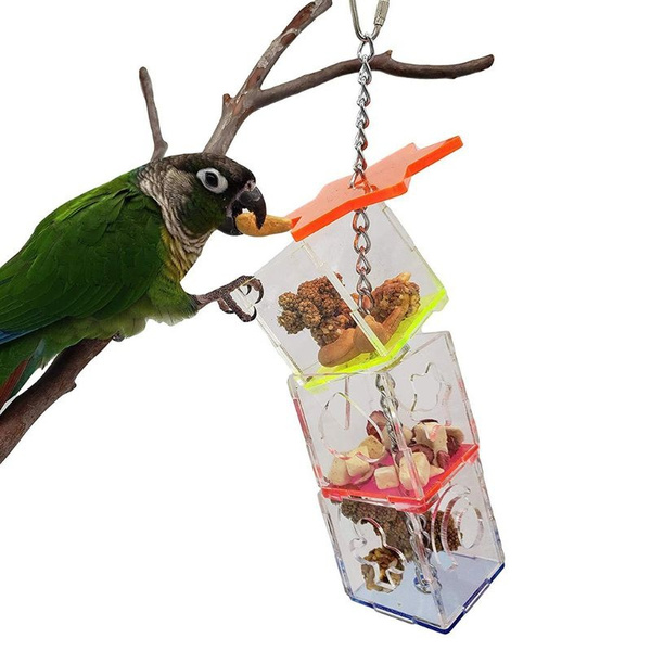 Parrot Bird Boredom Buster Forage Box Hanging Treat Foraging Toy ...