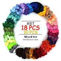 18PCS/10PCS Cloth Hair Ring Silk Solid Scrunchies (Random Color) 39 ...
