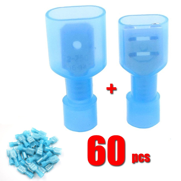 60Pcs/30 Pairs Spade Crimp Connectors Nylon Fully Insulated Electrical ...
