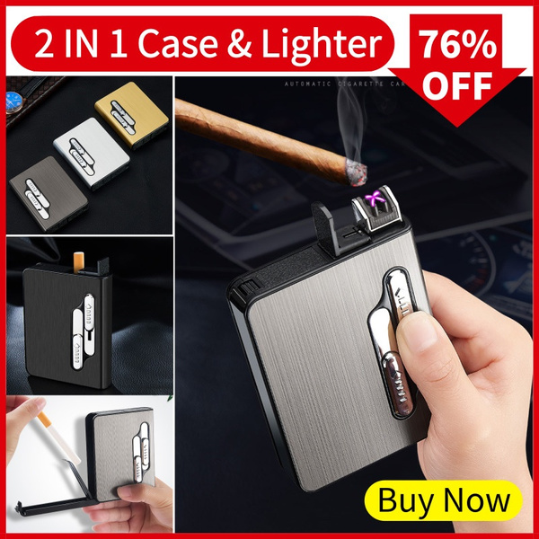 Hot! Mens Cigarette Case with Arc Lighter, 10 Cigarettes/ 20 Cigarettes ...