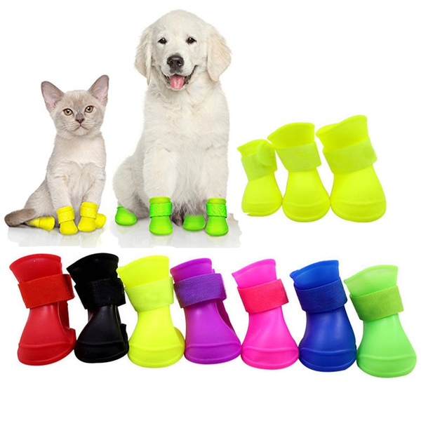 Fashion 4PCS/Lot Pet Dog Rainshoes Waterproof Rubber Pet Rain Booties ...