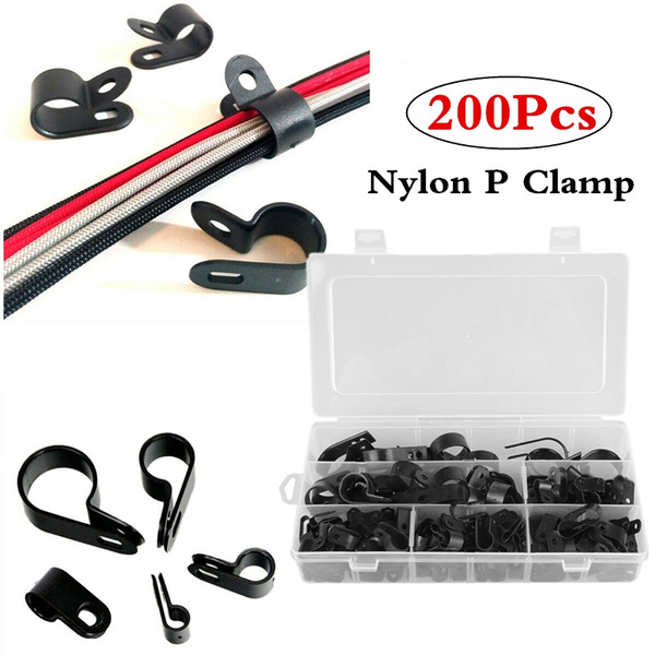 200Pcs Black Nylon Plastic P Clips Clamp Assortment Kit For Wire Cable Pipe | Wish