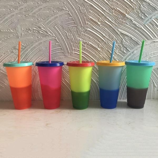 Reusable Plastic Temperature Color Changing Cold Cup Summer Drink Water ...