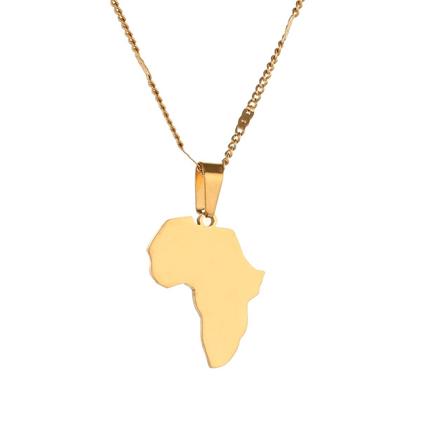 Stainless Steel African Map Pendant Necklace Jewelry Map of Africa ...