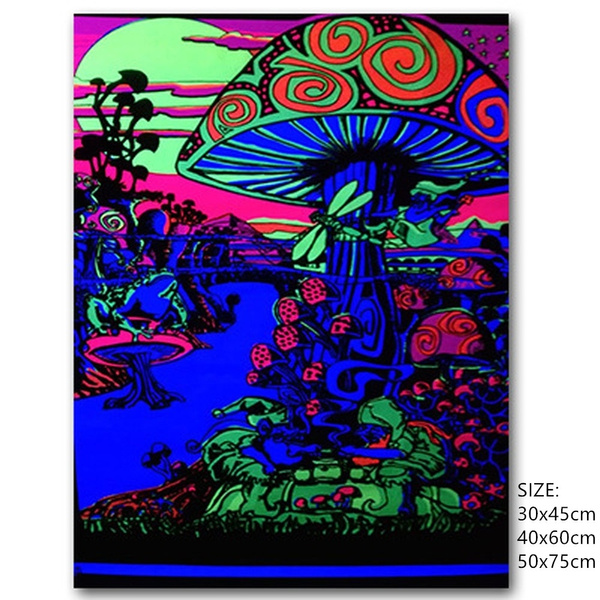 3 OPTION Mushroom Psychedelic Trippy Art Fabric Art Cloth Poster | Wish