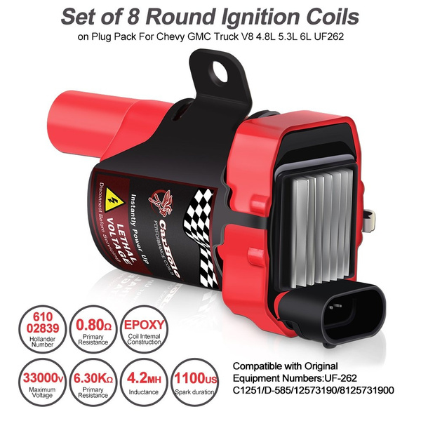 8 Round Ignition Coils Pack for Cadillac Buick Lsuzu 1500 GMC UF-262 ...