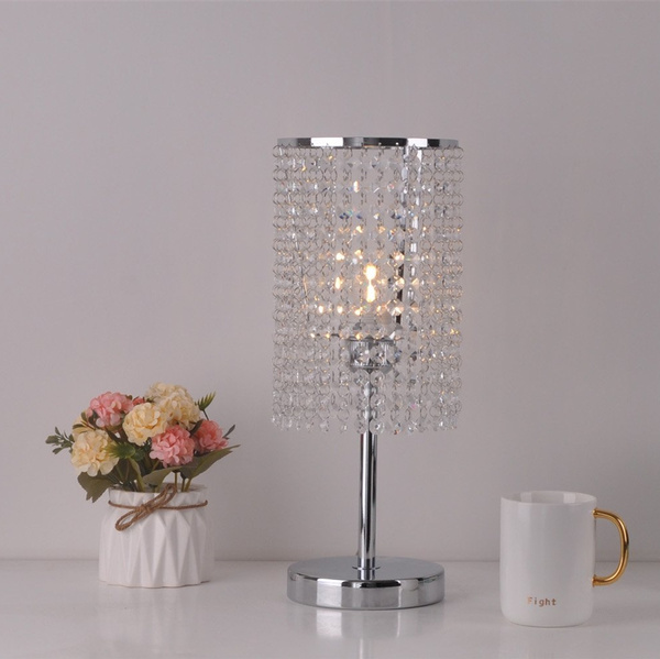 Modern Elegant Crystal Silver led Table Lamp E27/E26 Atmosphere Night ...