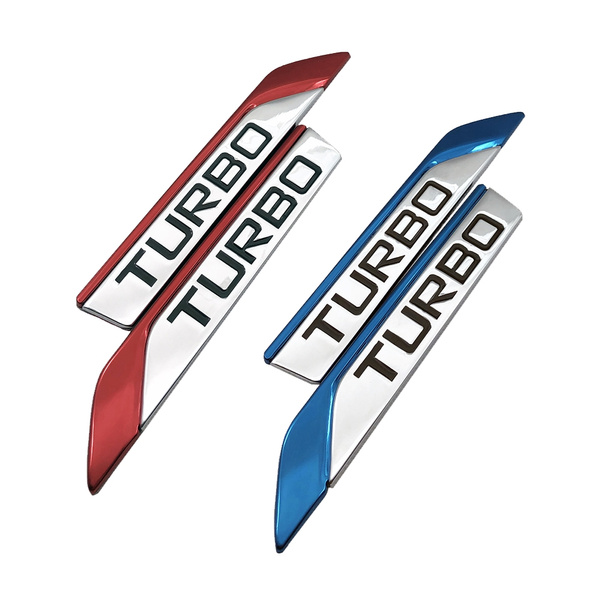 Pair Chrome Metal Turbo Logo Car Emblem 3D Side Fender Badge Auto ...