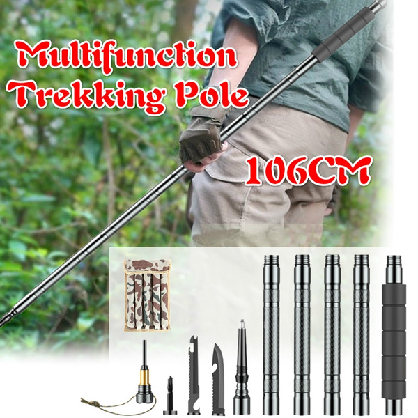 Outdoor Multifunction Folding Trekking Pole Hiking Selfdefense Stick ...