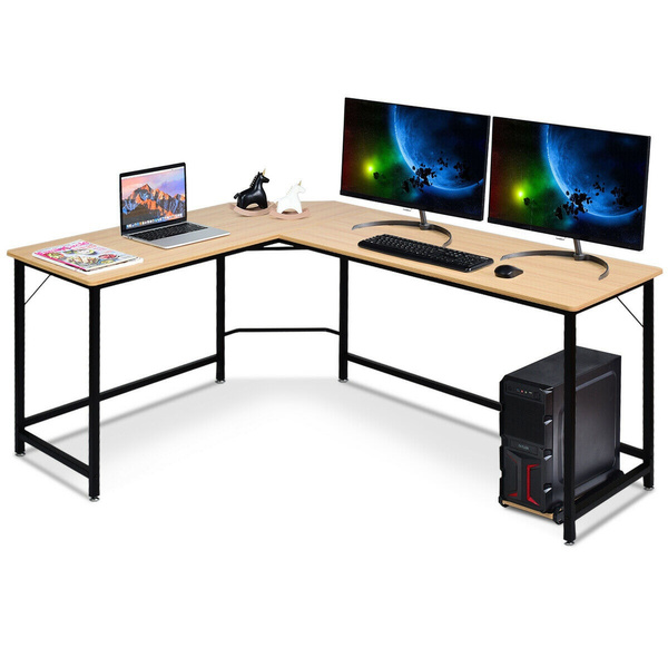 L Shaped Desk Corner Computer Desk PC Laptop Gaming Table Workstation ...