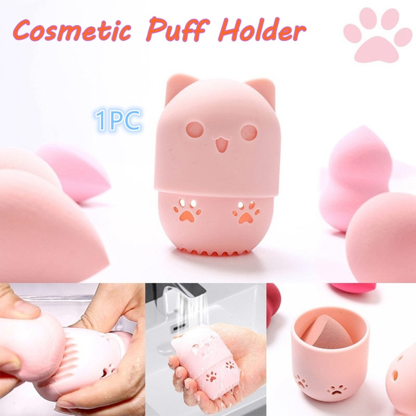 1pc New Powder Puff Blender Holder Drying Portable Silicone Cosmetic ...