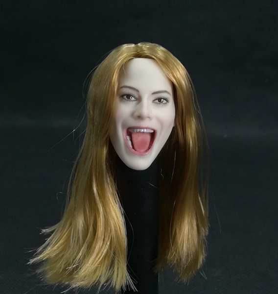 1:6 Scale Beauty Girl Singer Head Carving With Blonde Hair Open Mouth ...