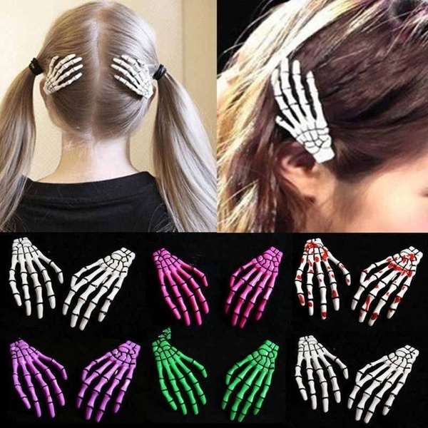 1 Pair Fashion Hair Accessories Skeleton Claws Skull Hand Hair Clip ...