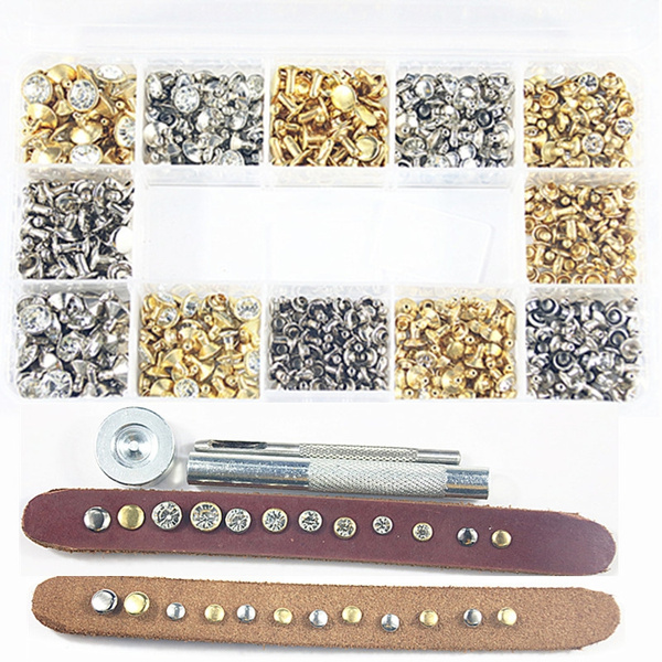 360pcs Double Cap Punk Diamond Spikes Rivet/Rhinestone Studs Decor ...