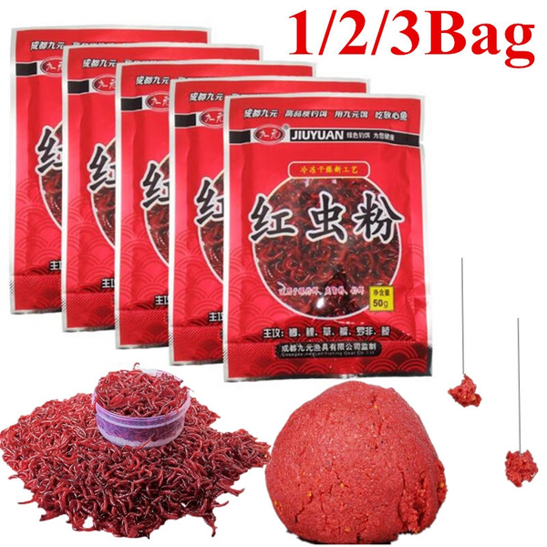 1/2/3 Bag Bloodworm Powder Fishing Buster Natural Baits Powder Lure ...