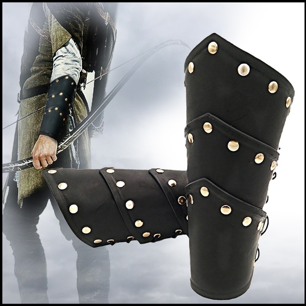 Medieval Leather Arm Armor LARP Leather Armor Rivets Bracer Studs Cuff ...